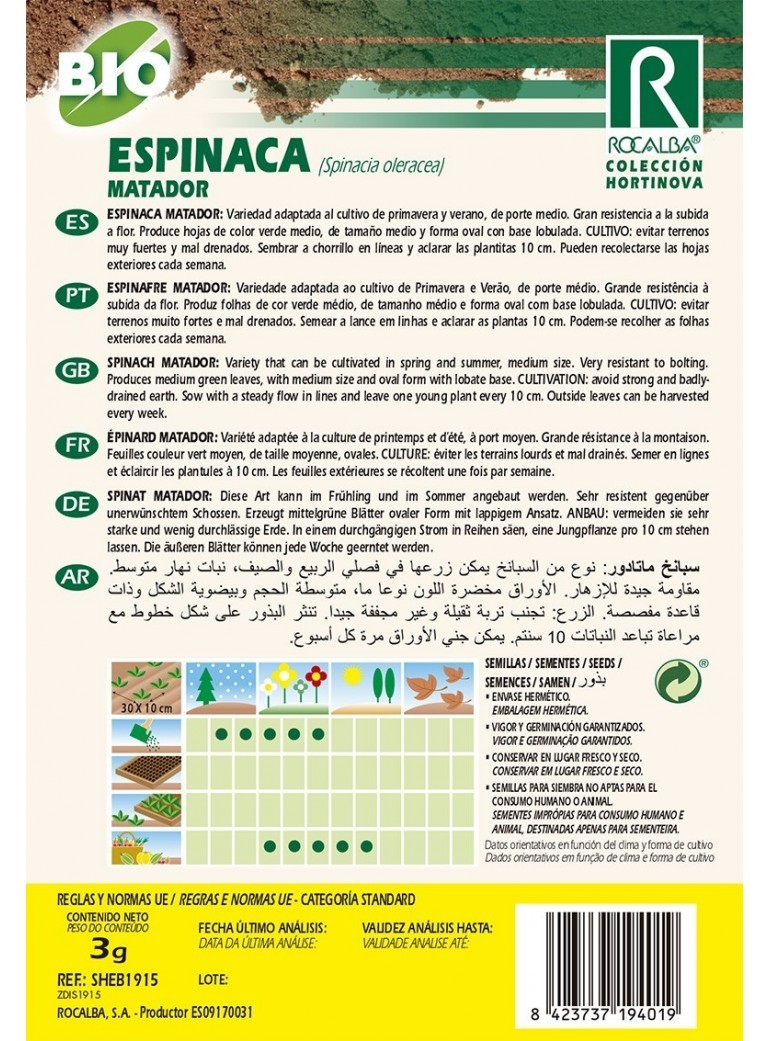 Semilla Espinaca Matador BIO